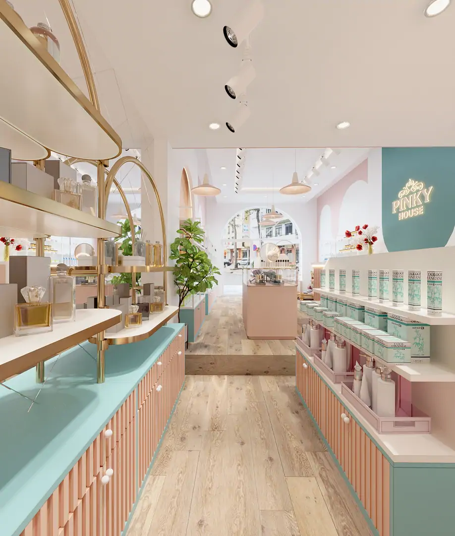 Shop Mỹ Phẩm Pinky House - Tone màu Pastel - New Space Concept